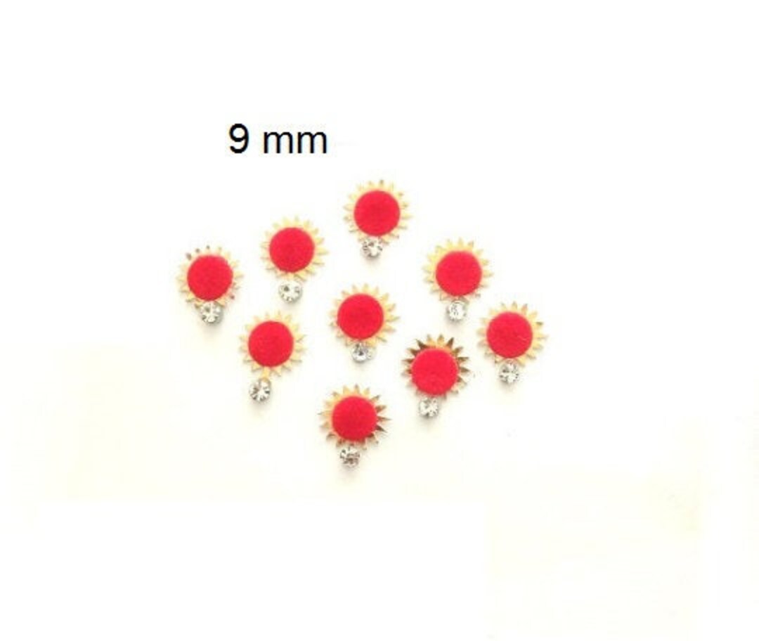 Sun Shape Red Round Bollywood Stone Bindis Stickers, 2 Pack Indian ...
