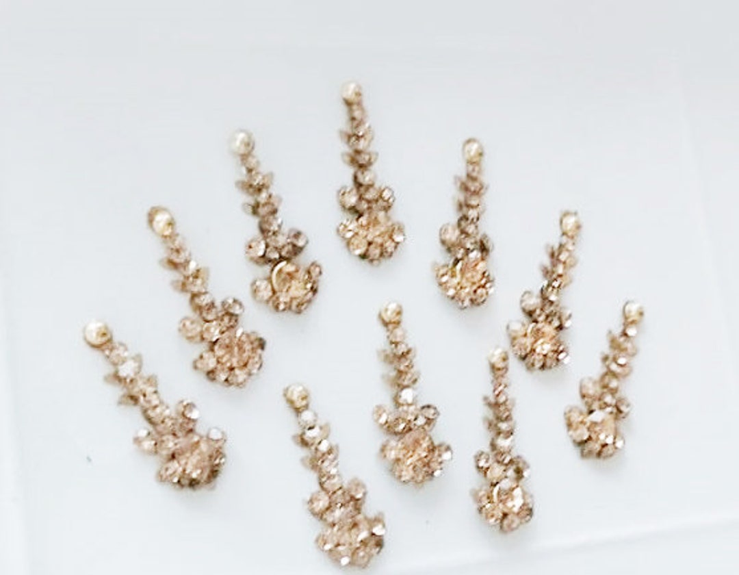 Gold Long Bindi Face Jewels Bindis, Bridal Bindis Stickers ,stone ...