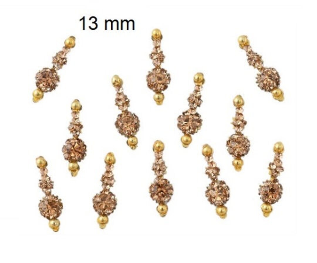 Long Gold Bindi, Golden Bindis, Long Bindi, Fancy Stone Indian Gold ...