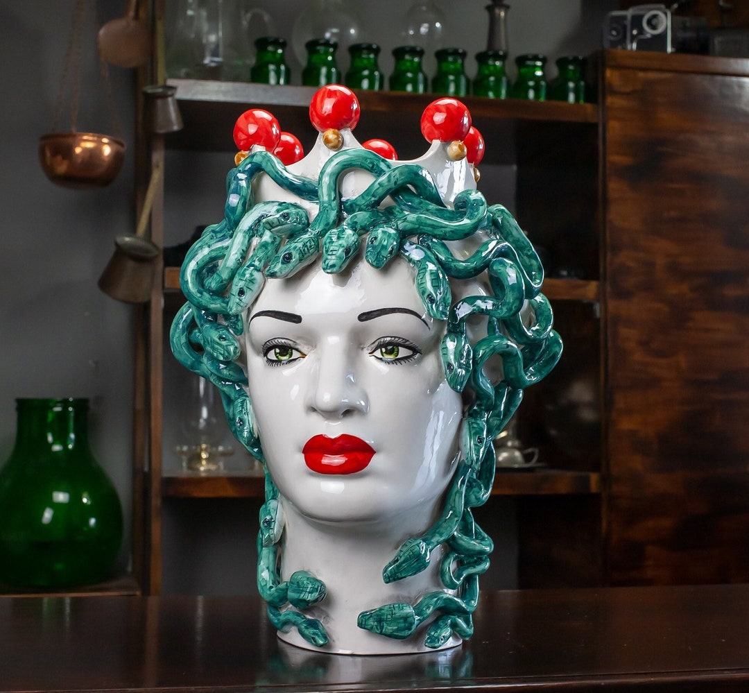 Artwork Moor's Head in Sicilian Ceramic From Caltagirone medusa L. 33 X ...