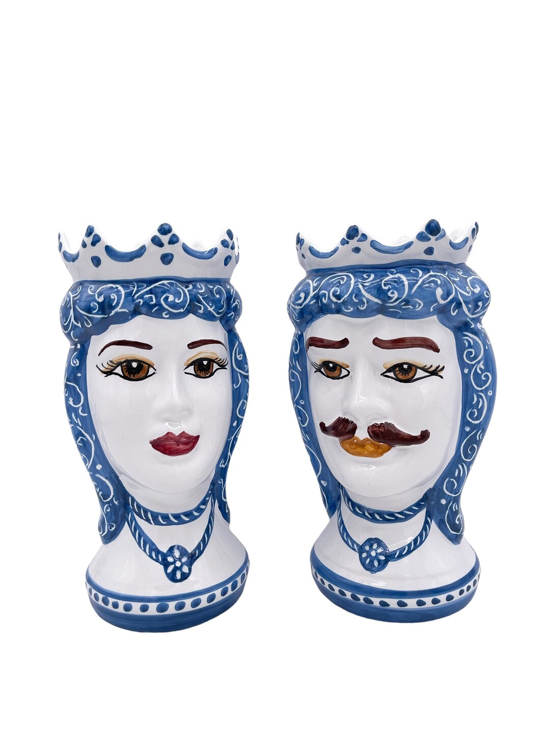 Ceramic Head Vases Blue Sicilian Ceramic Heads L. 13 X H. 25 - Etsy