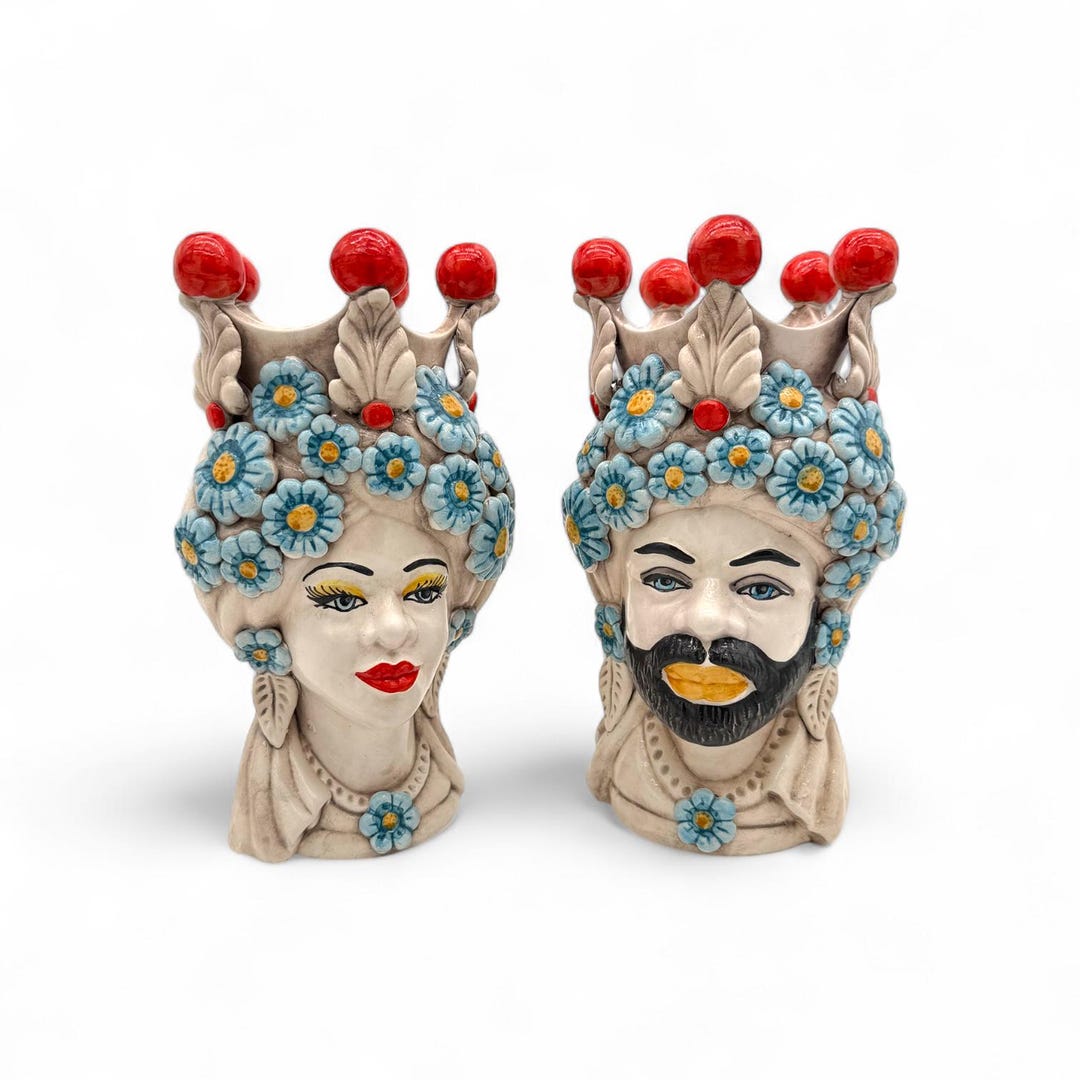 Sicilian Ceramic Moorish Heads Flowers H.25 X L. 15 Cm - Etsy