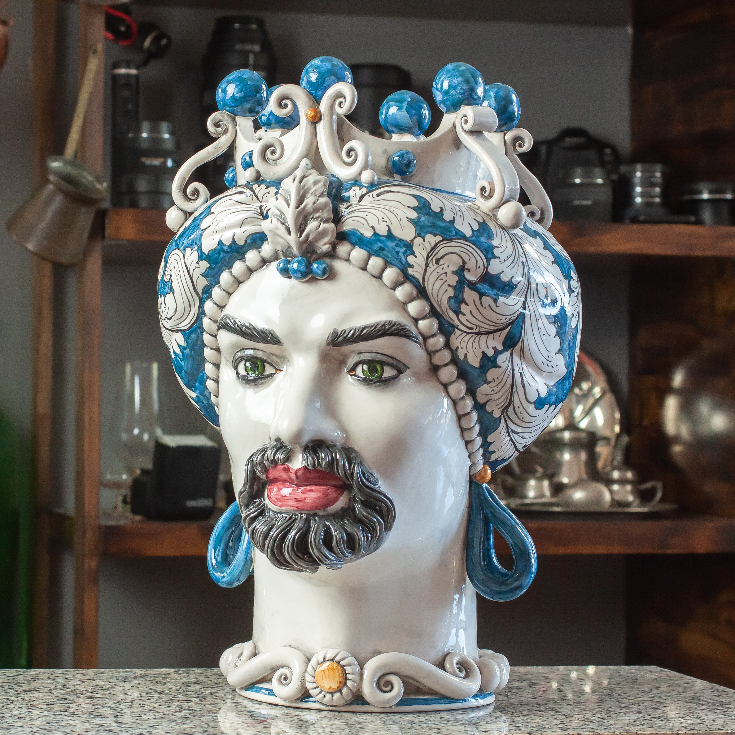 Testa Di Moro Sicilian Caltagirone Ceramic Blue L. 30 X H. 42 - Etsy