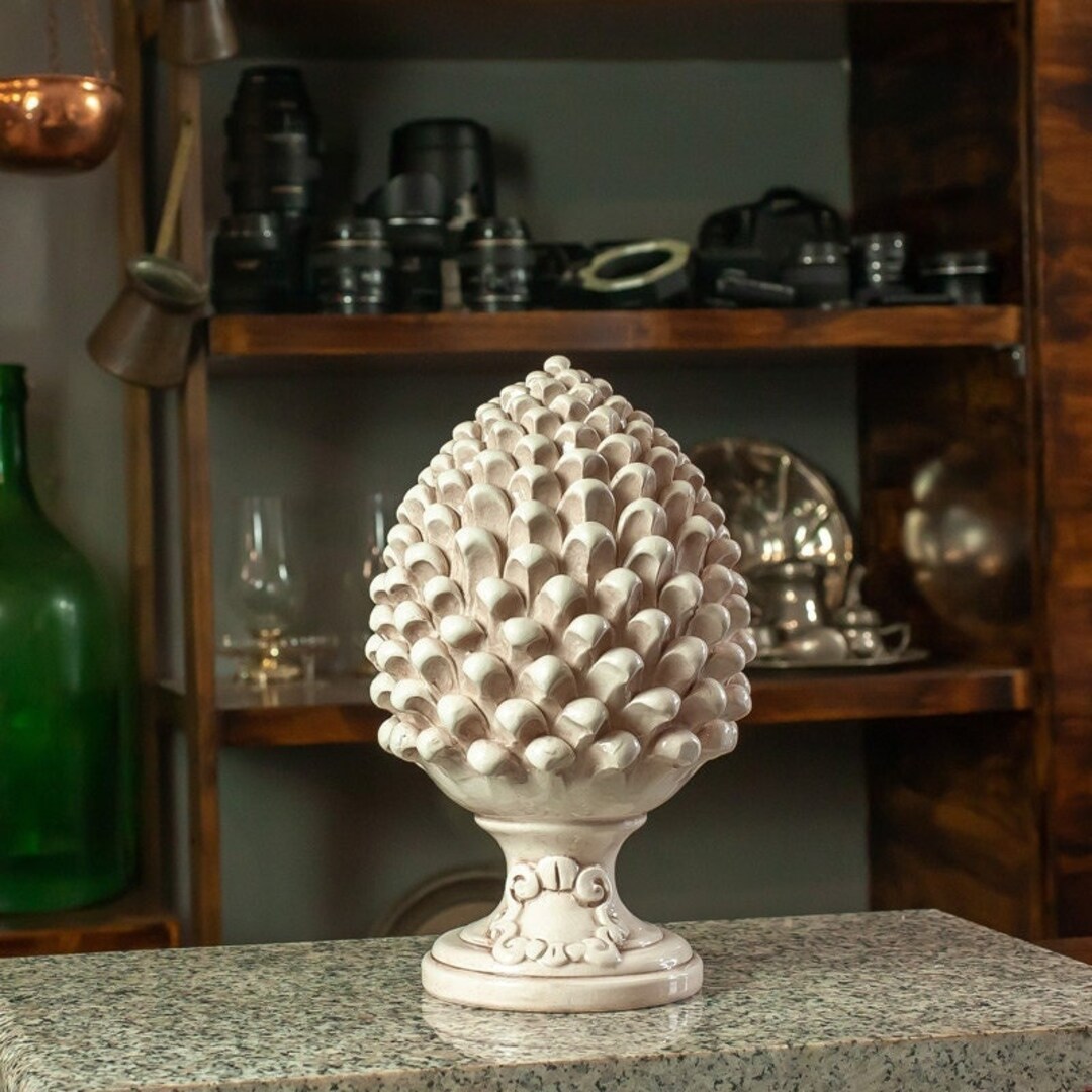 Sicilian Ceramic Pine Cone in Antique White L. 20 X H. 32 Cm - Etsy