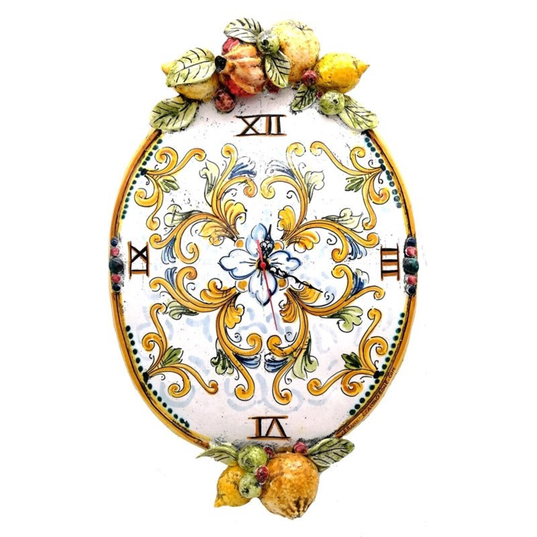 Caltagirone Oval Fruit Sicilian Ceramic Clock 60 Cm - Etsy
