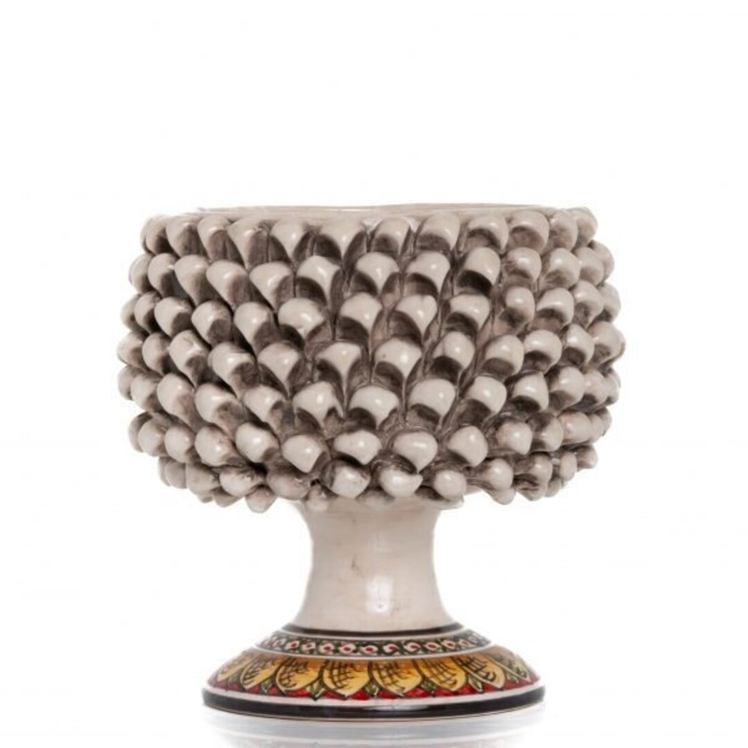 Pigna Vase Sicilian Ceramic Pine Cone Vase in Antique White L. 18 X H ...