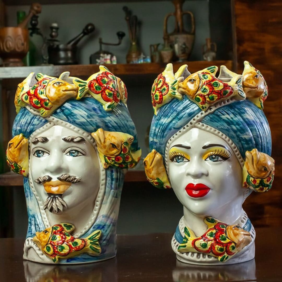 Moorish Head Sicilian Moorish Heads Model Pesci L. 20 X H. 28 Cm - Etsy