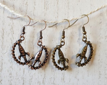 Rocket Engine Earrings 3D Printed Jewelry F-1 Saturn V - Etsy