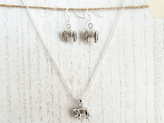 Elephant earrings and necklace set store