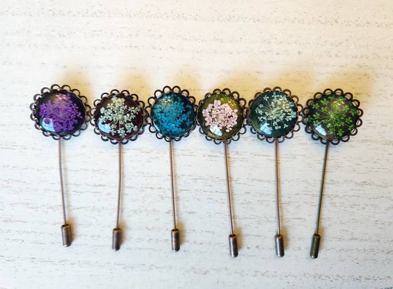 Pressed Flower Cravat Pin Brooch Etsy