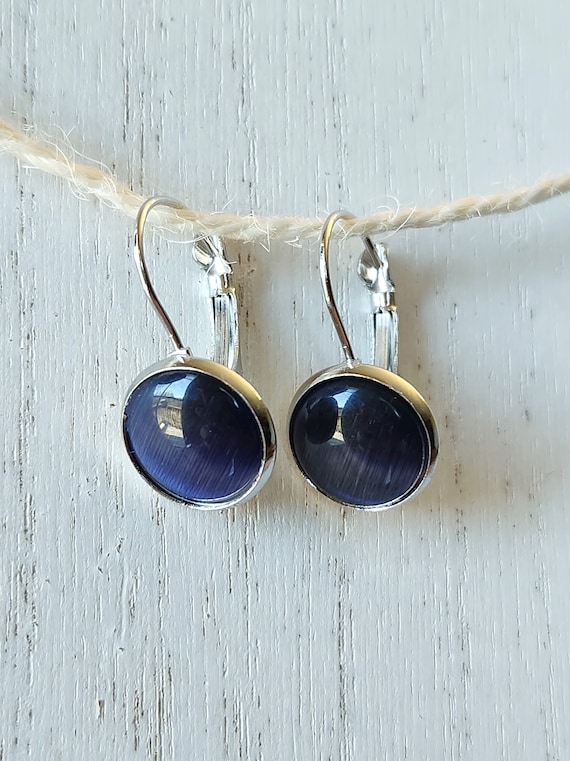 Blue Tiger Eye Earrings Etsy UK