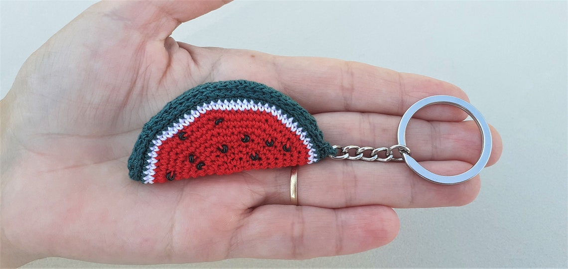 Hand Crochet Kids Keychain Watermelon Handmade Cotton Cute - Etsy