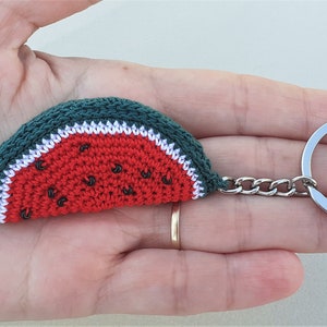 Hand Crochet Kids Keychain Watermelon, Handmade Cotton Cute Gift 5,5 Cm ...