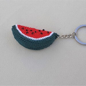 Hand Crochet Kids Keychain Watermelon, Handmade Cotton Cute Gift 5,5 Cm ...