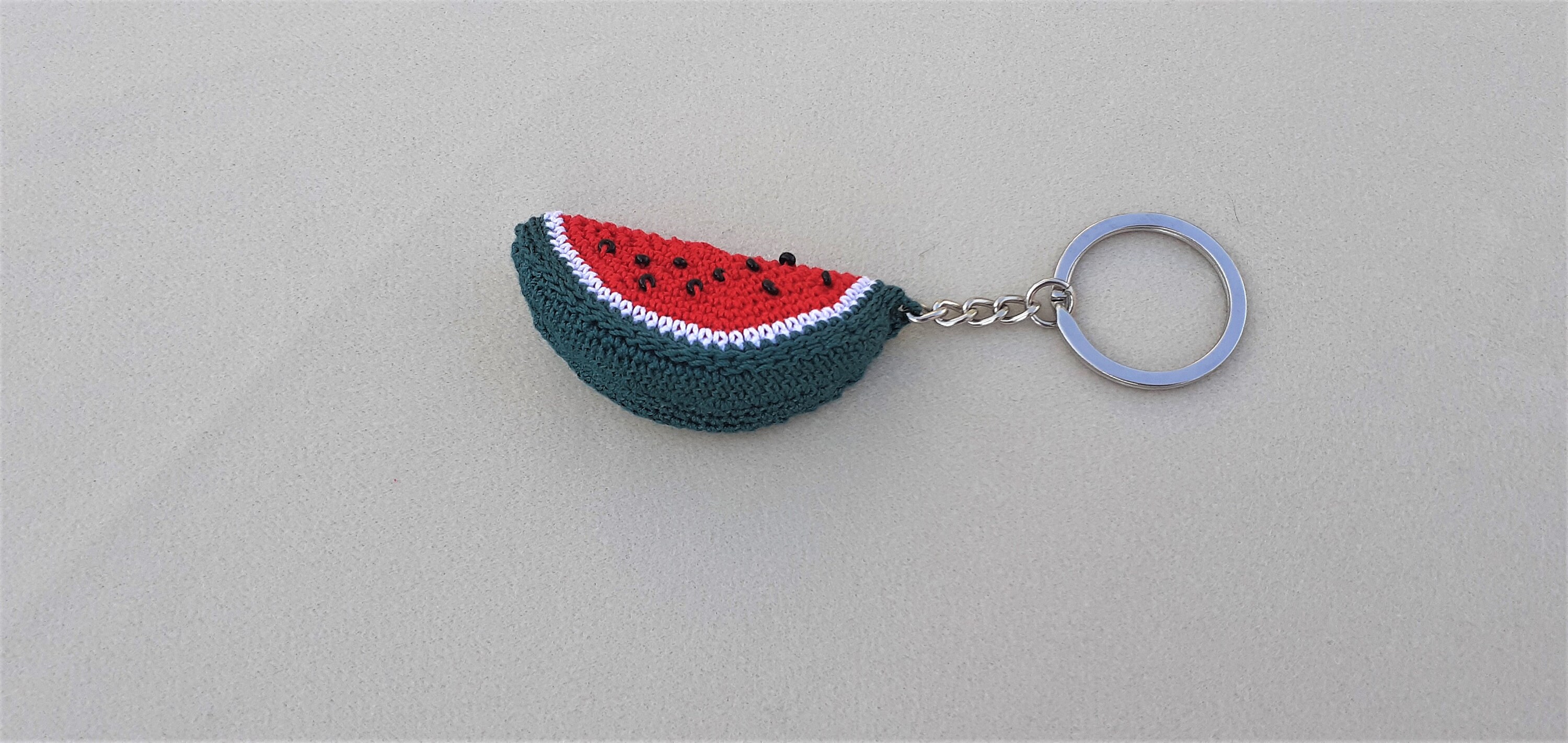 Hand Crochet Kids Keychain Watermelon Handmade Cotton Cute - Etsy