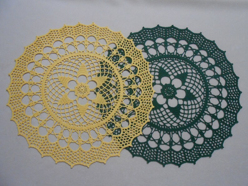 Round Doily Hand Crochet Lace Napkin 35 Cm. 13 In. Green or - Etsy