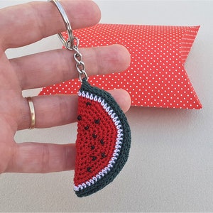 Hand Crochet Kids Keychain Watermelon, Handmade Cotton Cute Gift 5,5 Cm ...