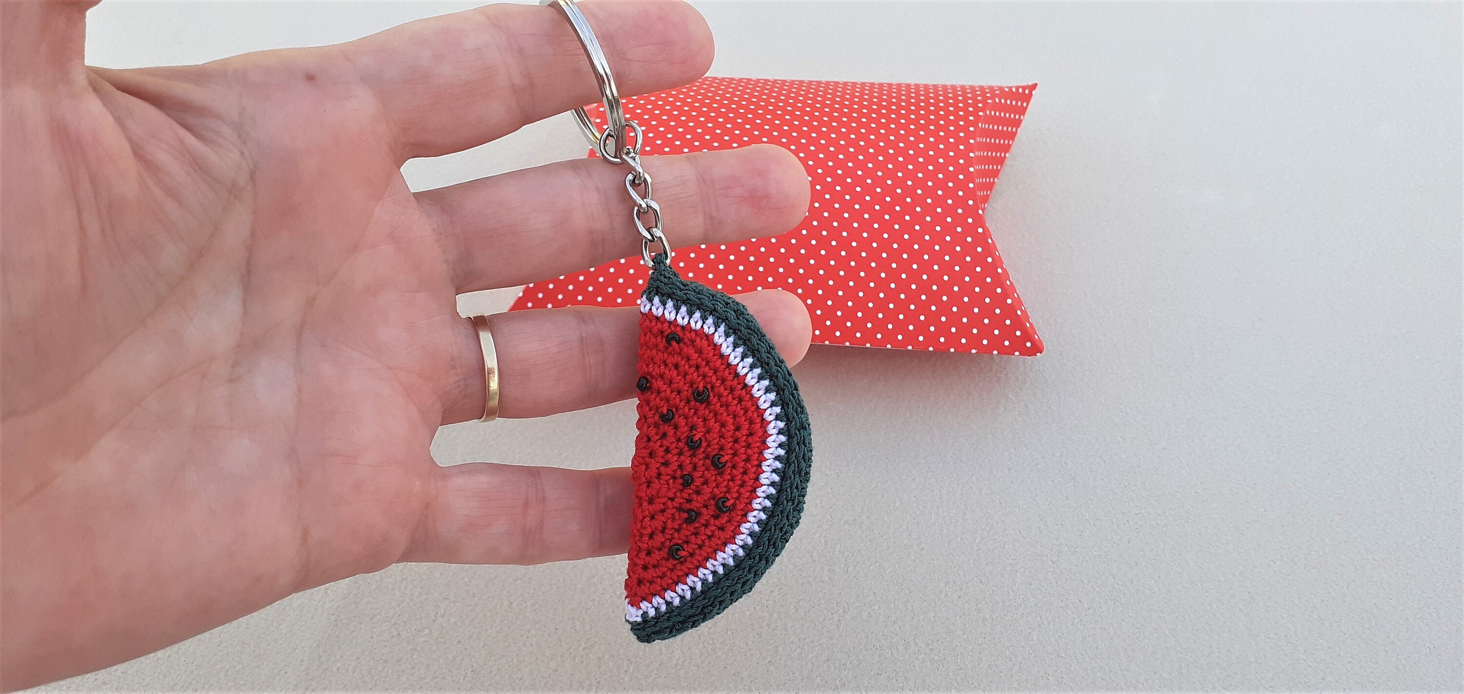 Hand Crochet Kids Keychain Watermelon Handmade Cotton Cute - Etsy