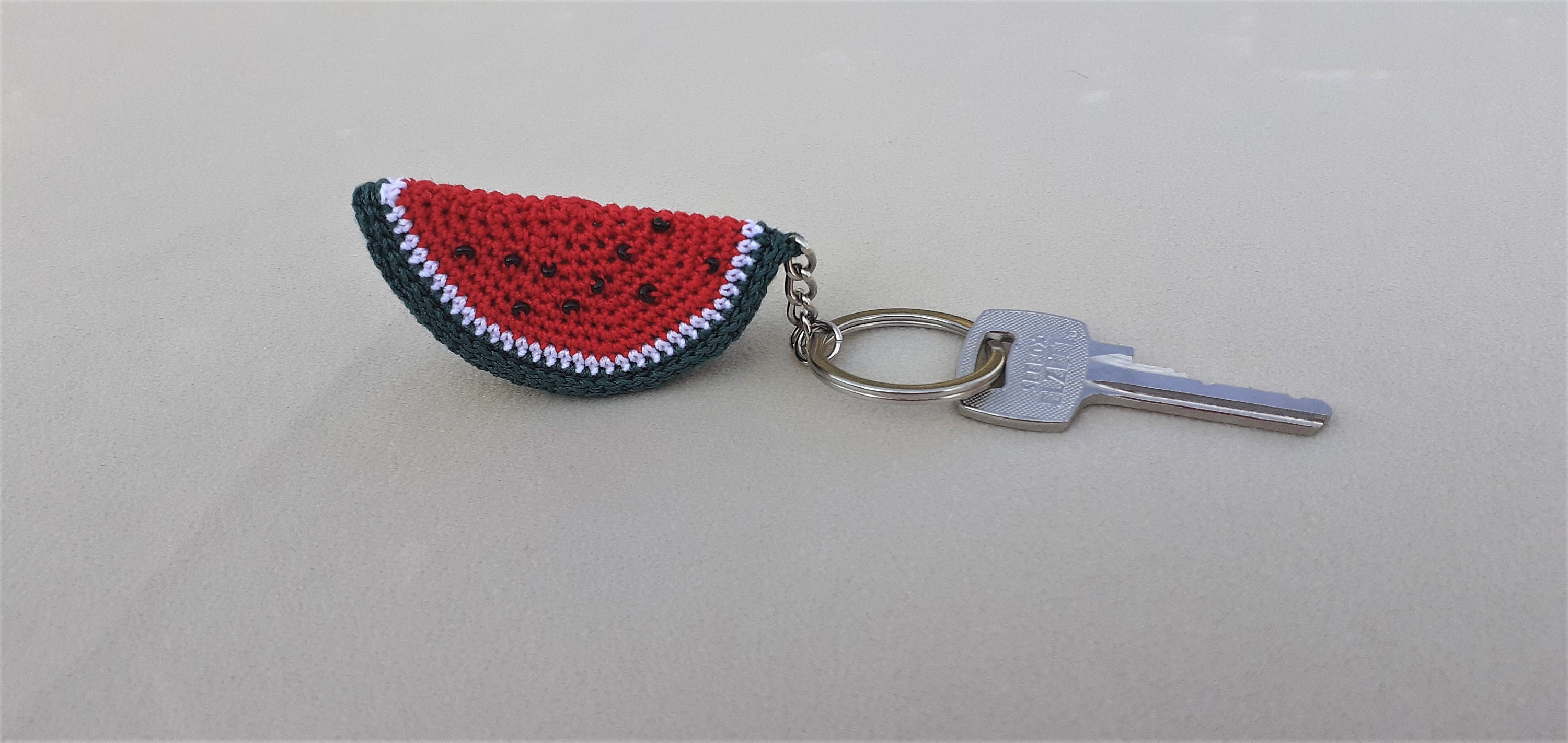 Hand Crochet Kids Keychain Watermelon Handmade Cotton Cute - Etsy