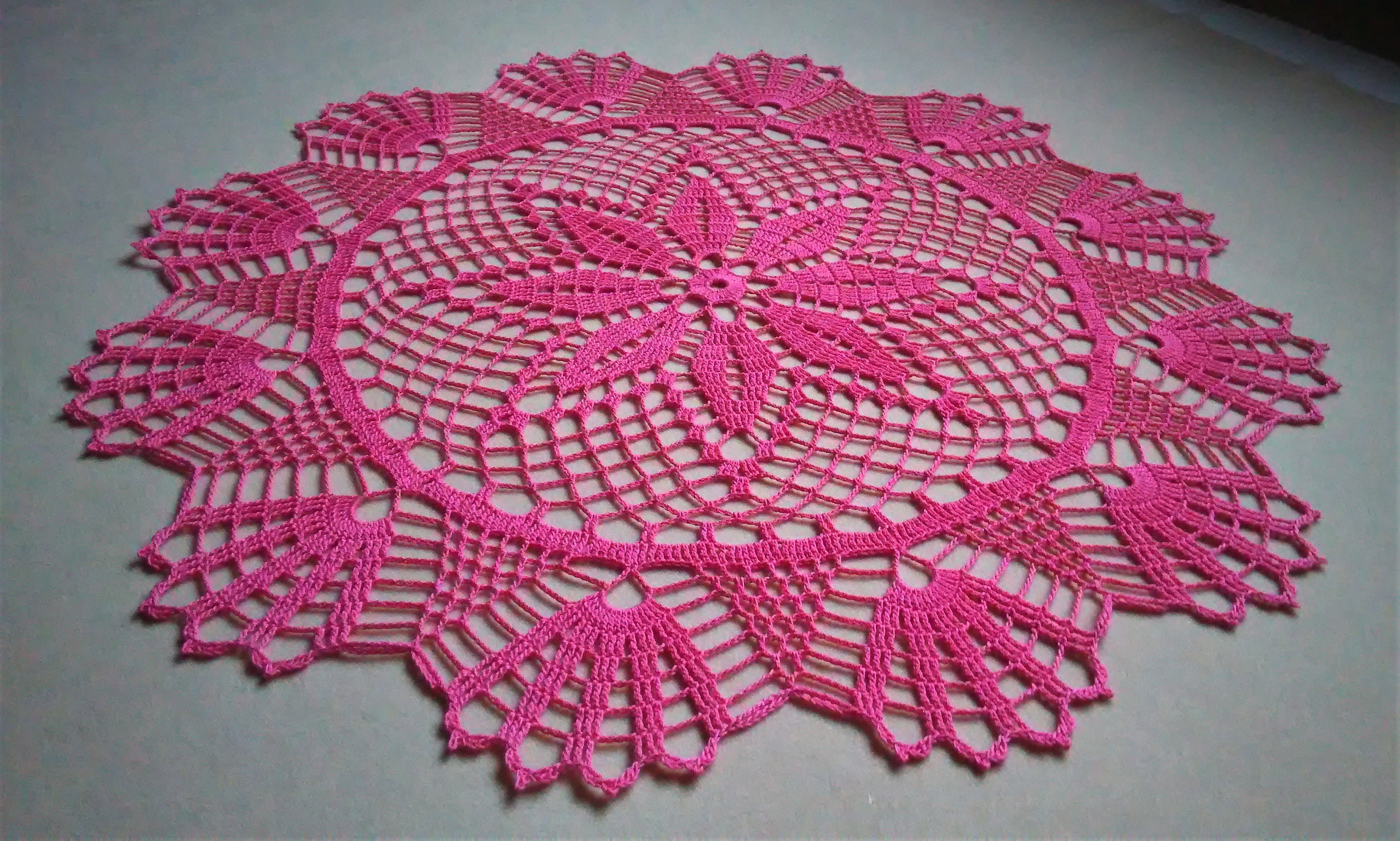 Round Doily Hand Crochet Lace Napkin 51 Cm. 20 In. Pink READY TO SHIP ...