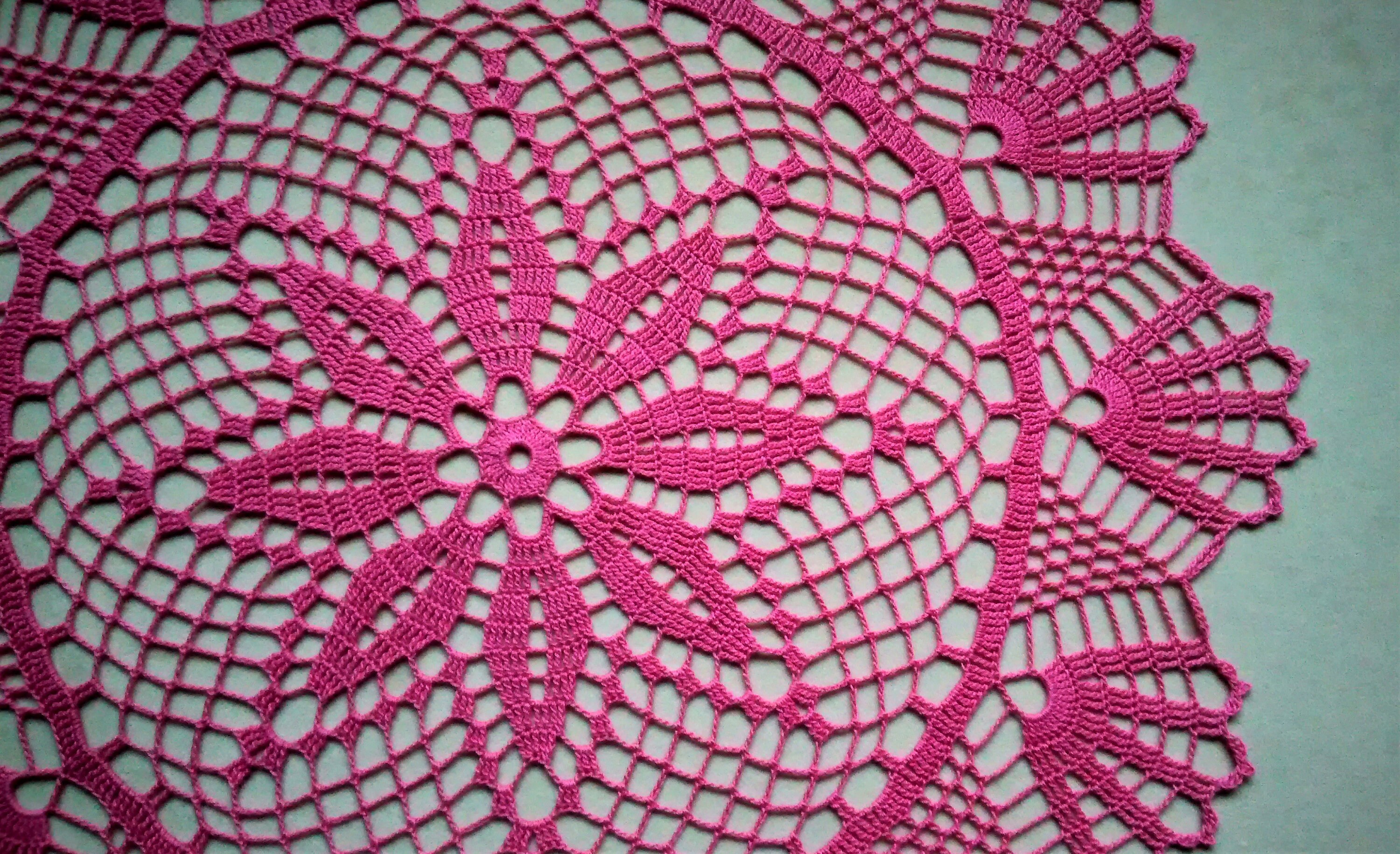 Round Doily Hand Crochet Lace Napkin 51 Cm. 20 In. Pink READY TO SHIP ...