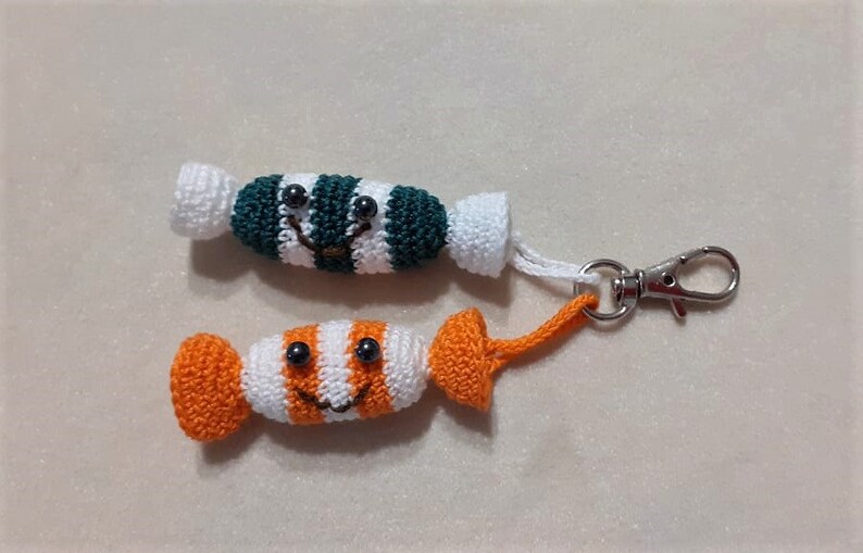 Hand Crochet Keychain, Candy, Handmade Cotton Kids Key Chain READY TO ...