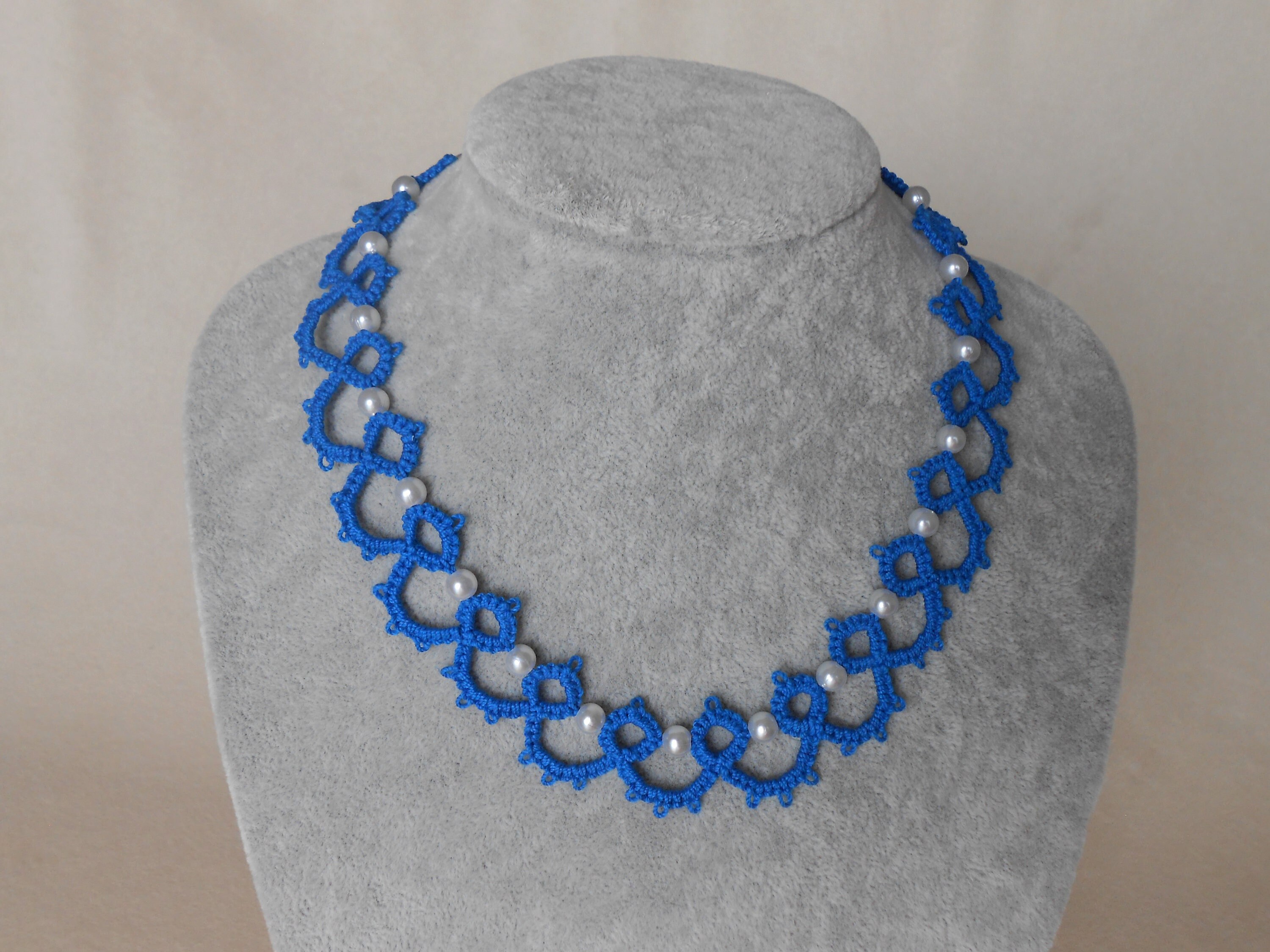 Necklace, Earrings Tatted Lace Jewelry Set, Blue READY TO SHIP Gift ...