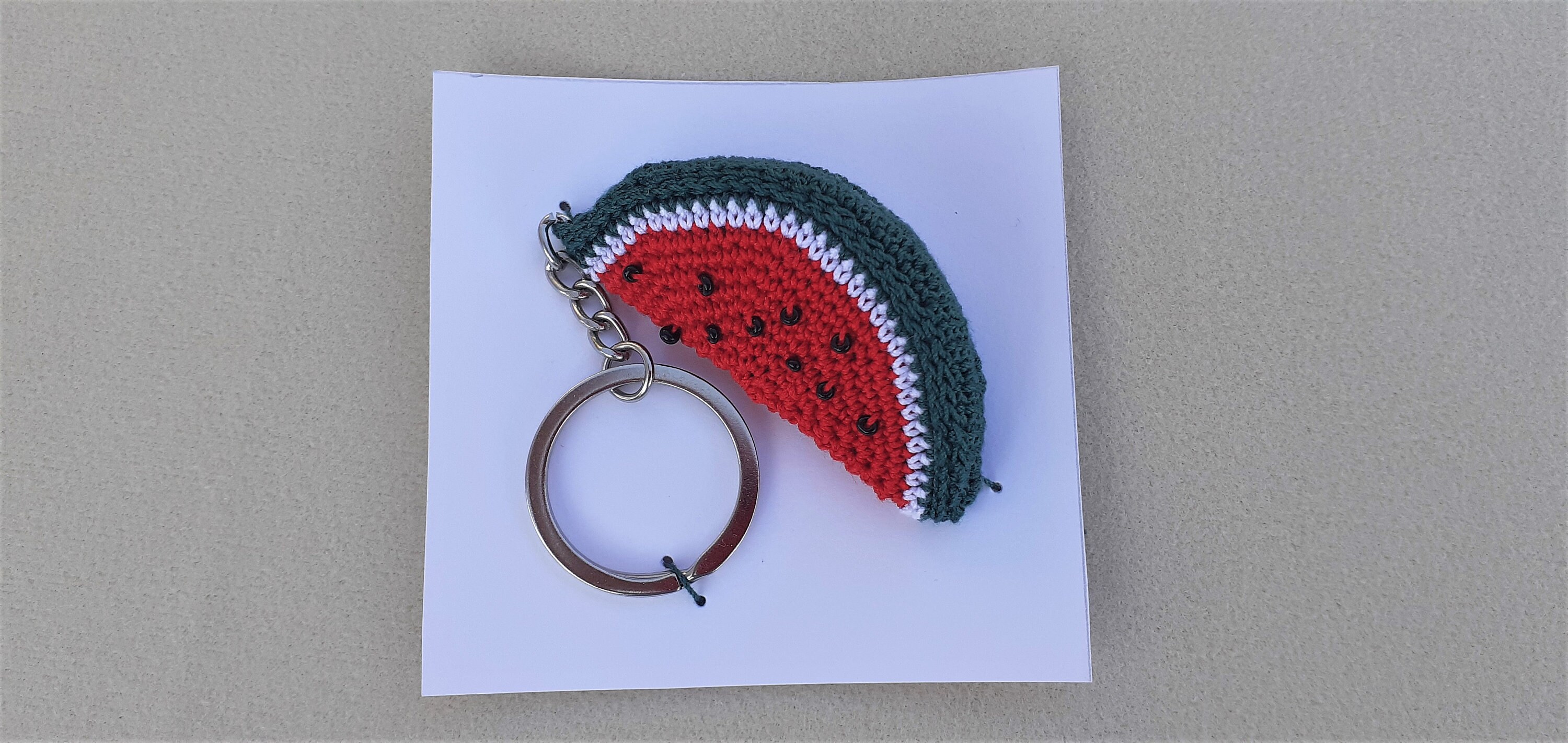 Hand Crochet Kids Keychain Watermelon Handmade Cotton Cute - Etsy