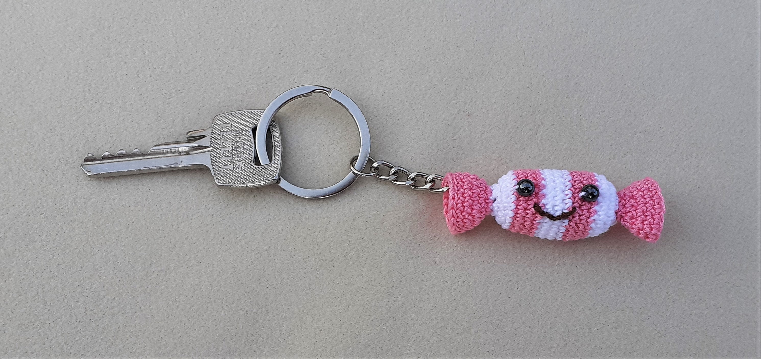 Hand Crochet Keychain, Candy, Handmade Cotton Kids Key Chain READY TO ...