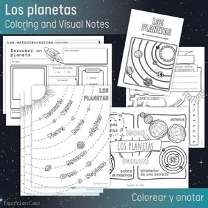 Los Planetas: Coloring and Visual Notes - Spanish Immersion Unit Study ...