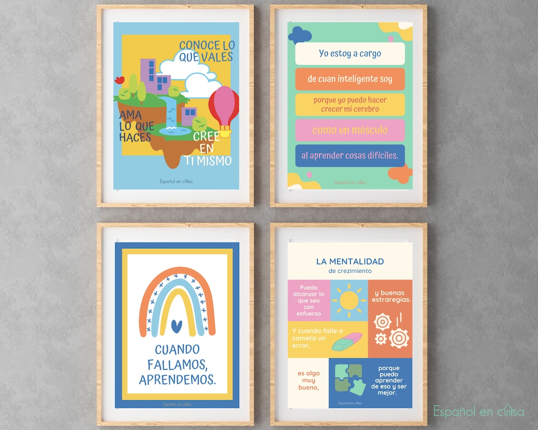 Spanish Growth Mindset Posters: Classroom Homeschool Decor (bundle) - Etsy