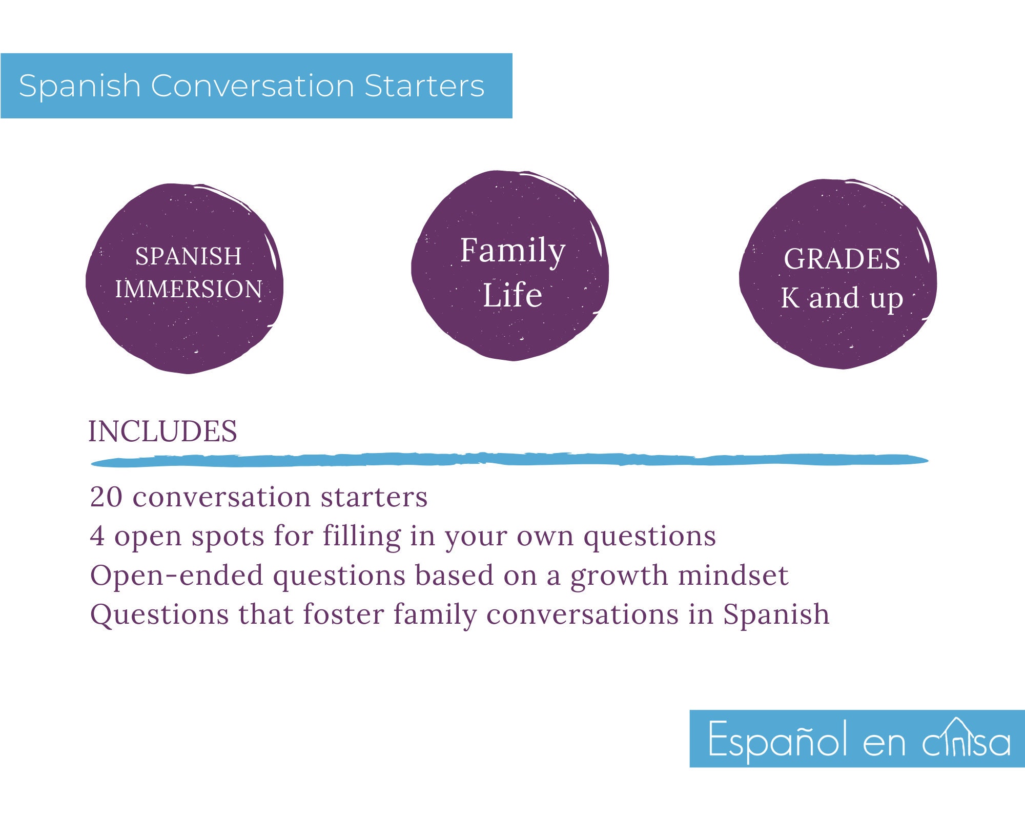 Spanish Conversation Starters Printable - Vamos a Platicar - Spanish at ...