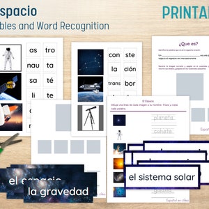 El Espacio - Spanish Immersion Space Vocabulary, Word Recognition, and ...