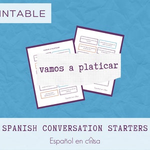 Spanish Conversation Starters Printable - Vamos a Platicar - Spanish at ...