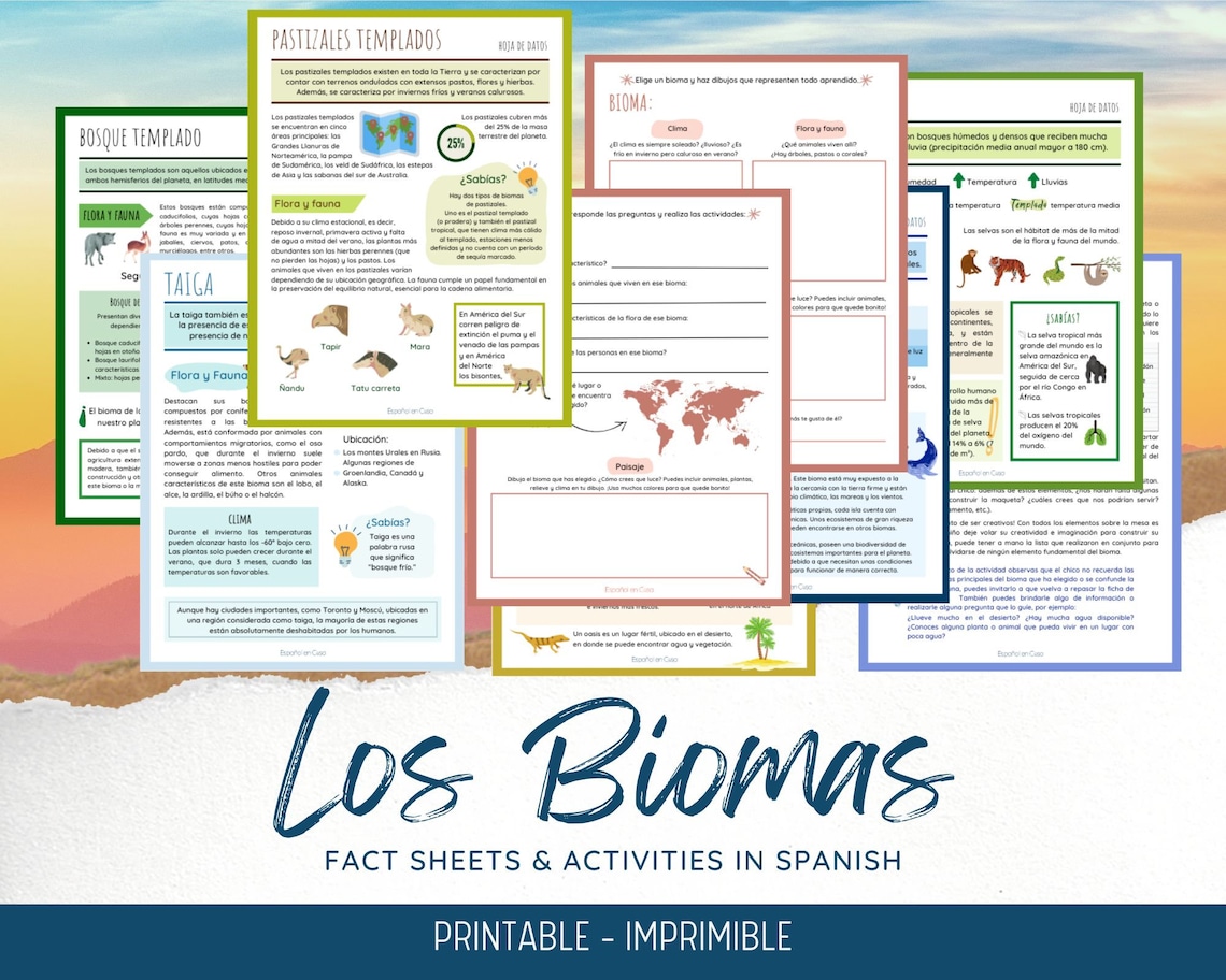 Los Biomas - Datos Y Actividades - Spanish Biomes Fact Sheets and ...