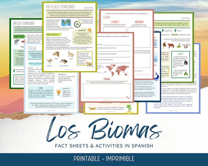 Los Biomas - Datos Y Actividades - Spanish Biomes Fact Sheets and ...