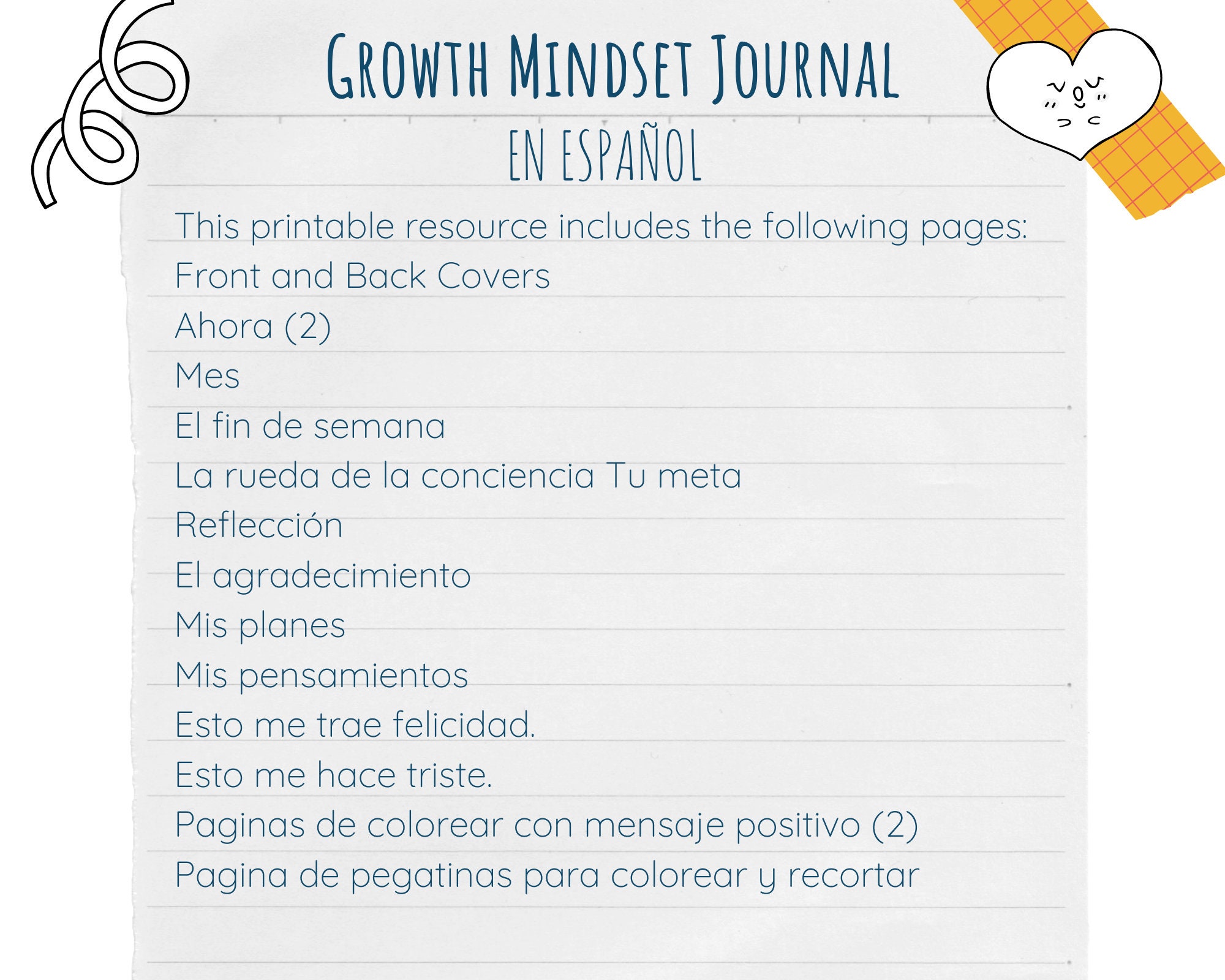 Mi Diario - Spanish Journal for Kids - Growth Mindset - Positivity ...