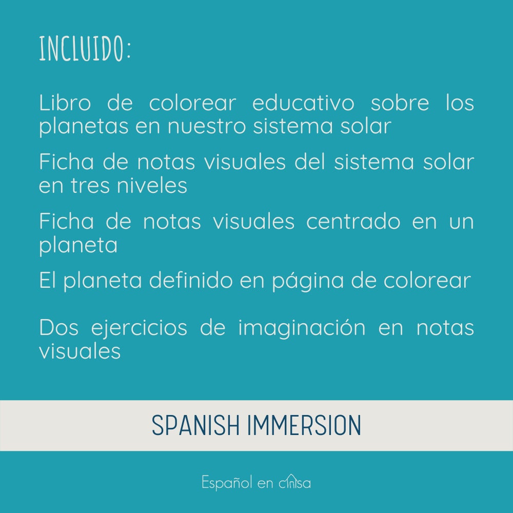 Los Planetas: Coloring and Visual Notes - Spanish Immersion Unit Study ...