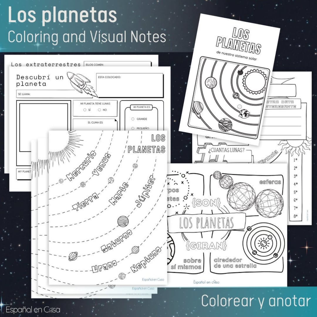 Los Planetas: Coloring and Visual Notes - Spanish Immersion Unit Study ...