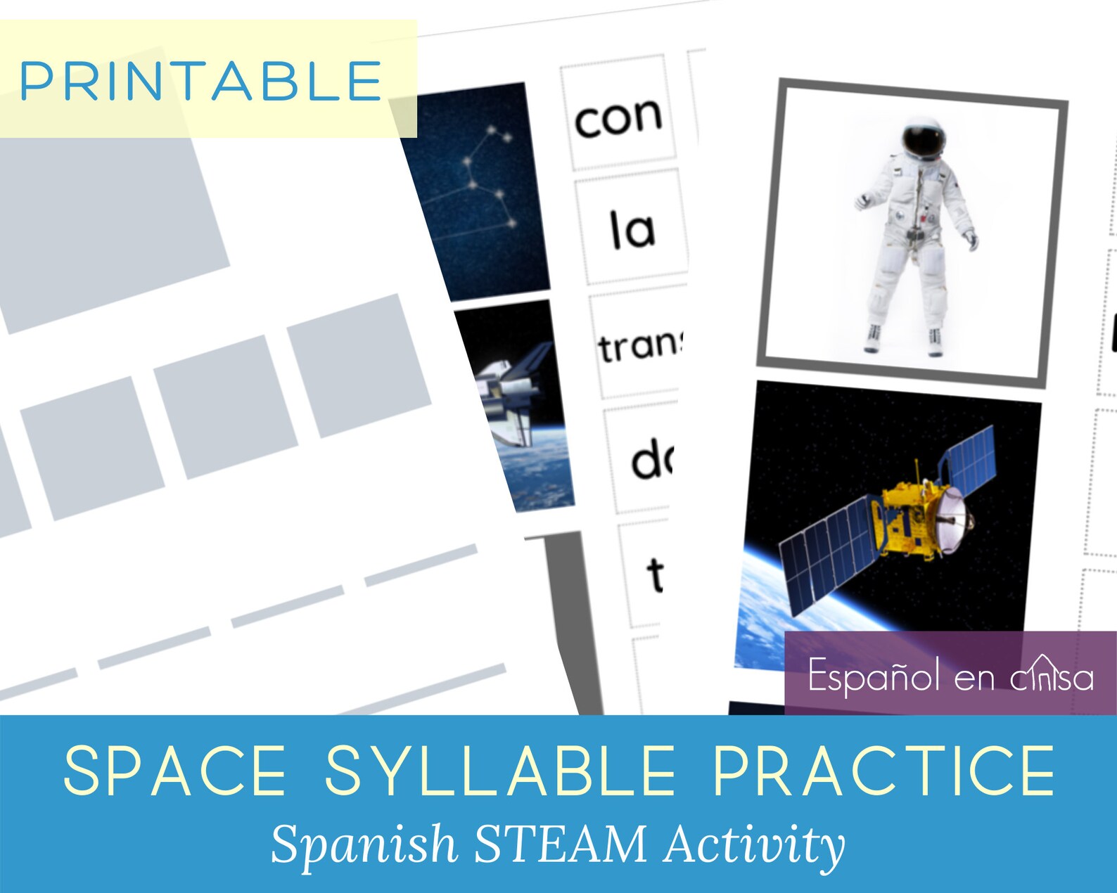 El Espacio Spanish Immersion Space Vocabulary Syllable | Etsy