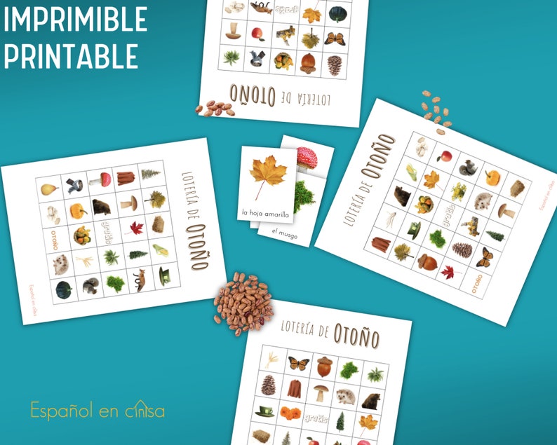 Lotería De Otoño - Spanish Bingo - Autumn Theme - Fall Photos ...