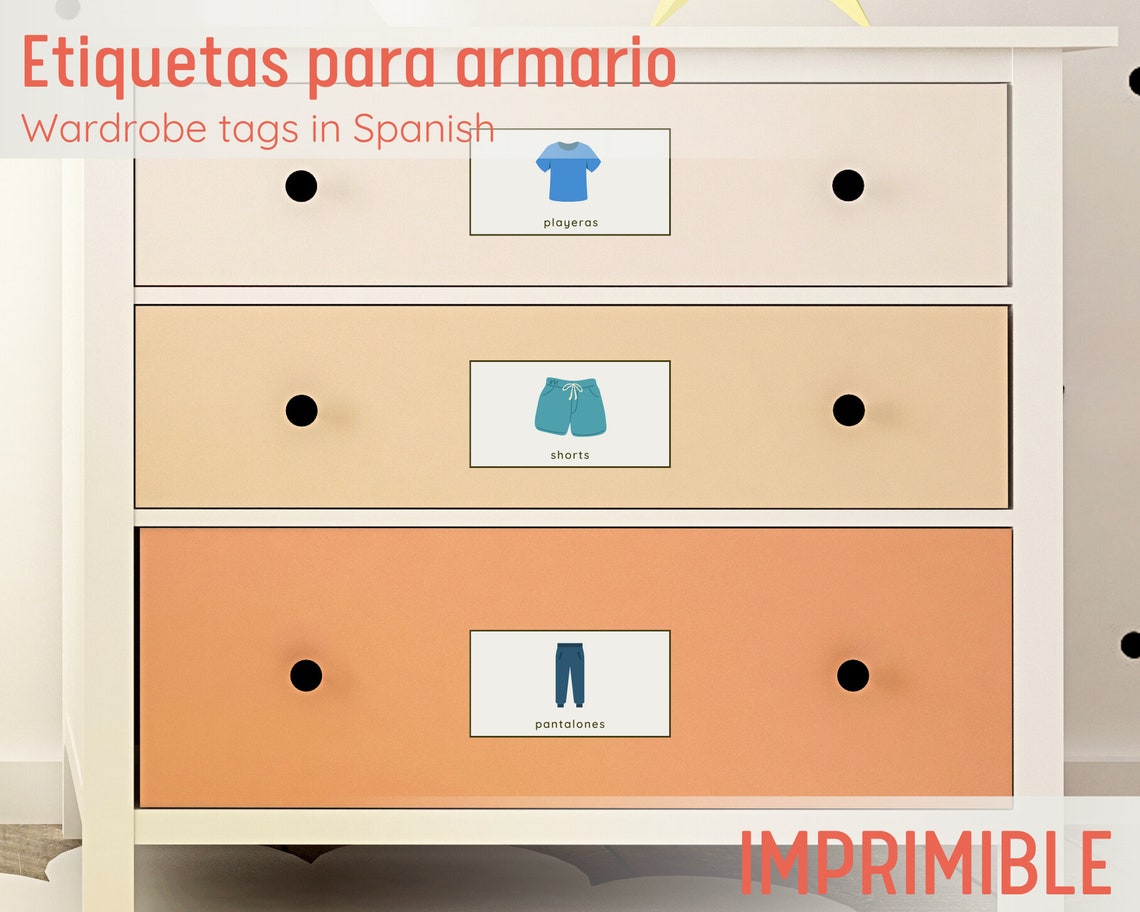 Spanish Wardrobe Labels for Kids: Clothing Vocabulary (PDF) - Etsy