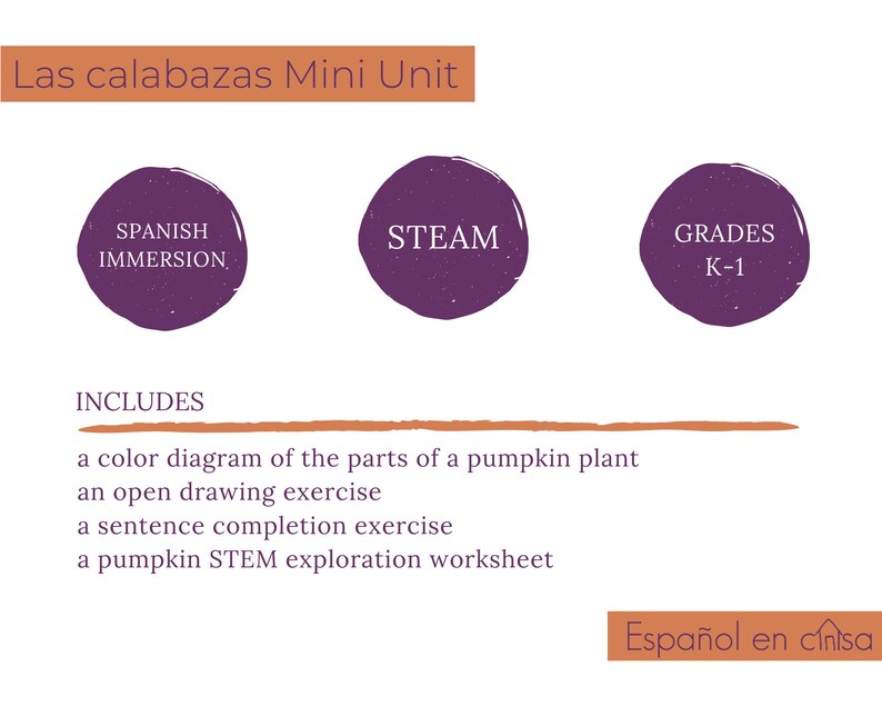 Pumpkins Packet in Spanish Calabazas Aprendizaje y | Etsy