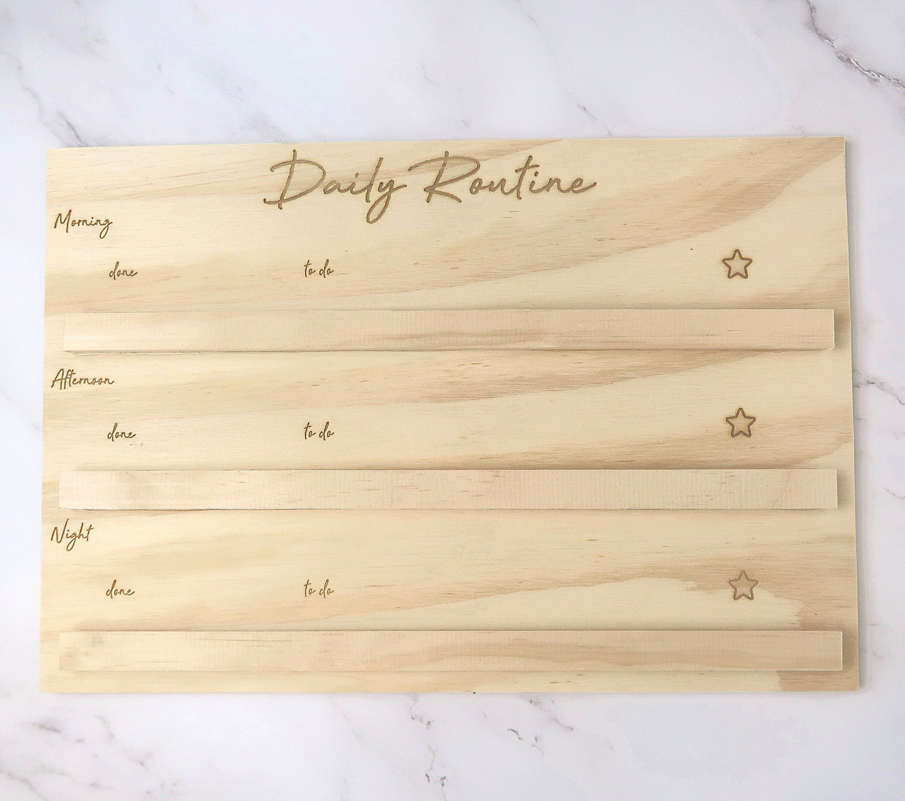 Daily Routine Chart for Kids Made From Timber Comes With 27 - Etsy ...