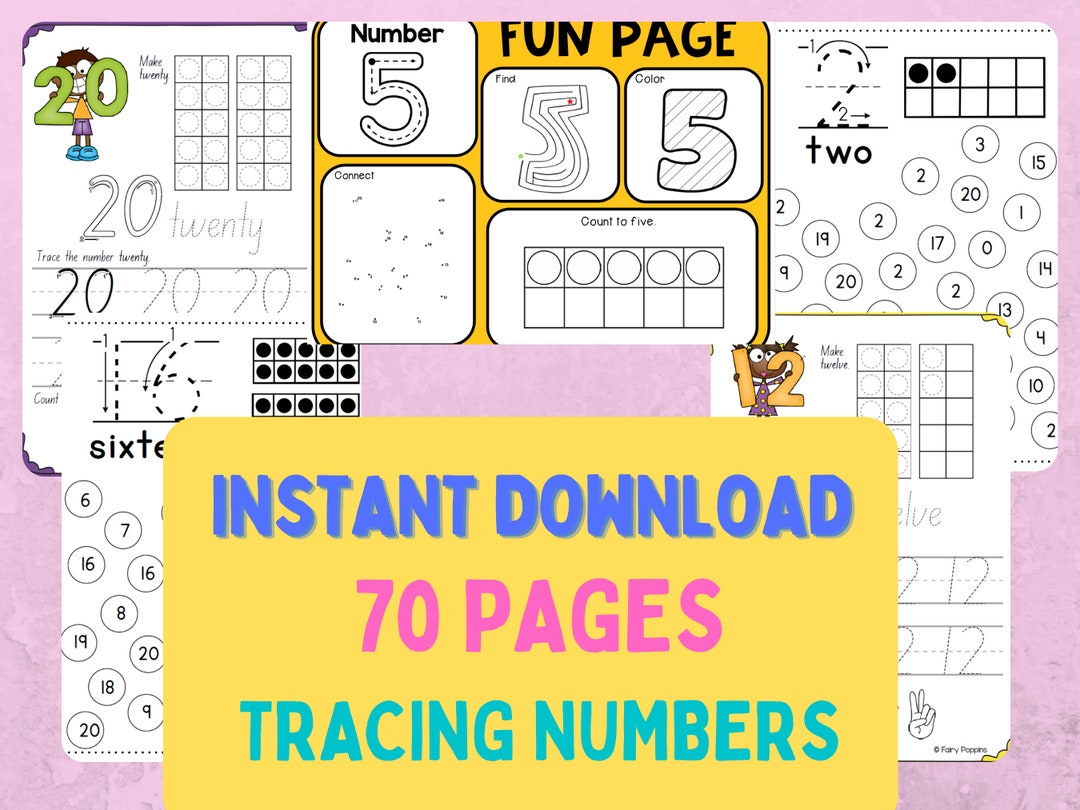 Tracing Numbers Maths Worksheet Instant Download 70 Pages - Etsy