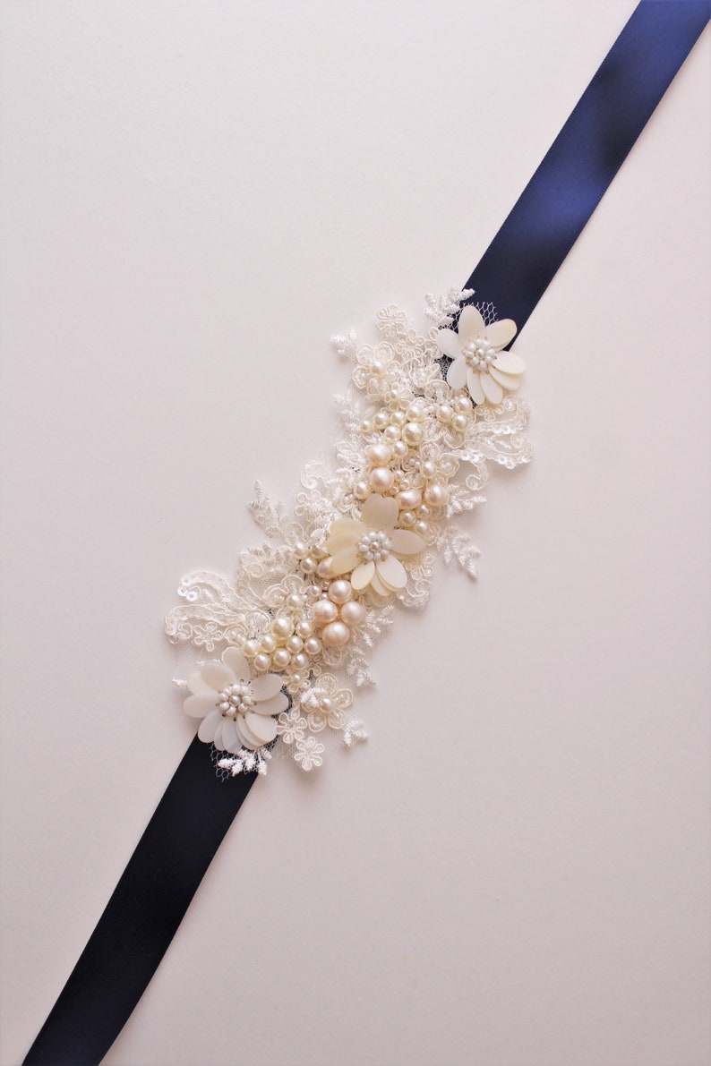 Dusky Pink Bridal Sash Wedding Sash With Flowers Pearl Etsy