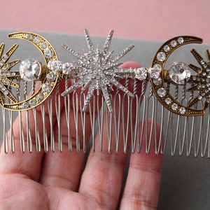 Large Bridal Hair Comb Star Hair Comb Celestial Rhinestone Hair Comb ...