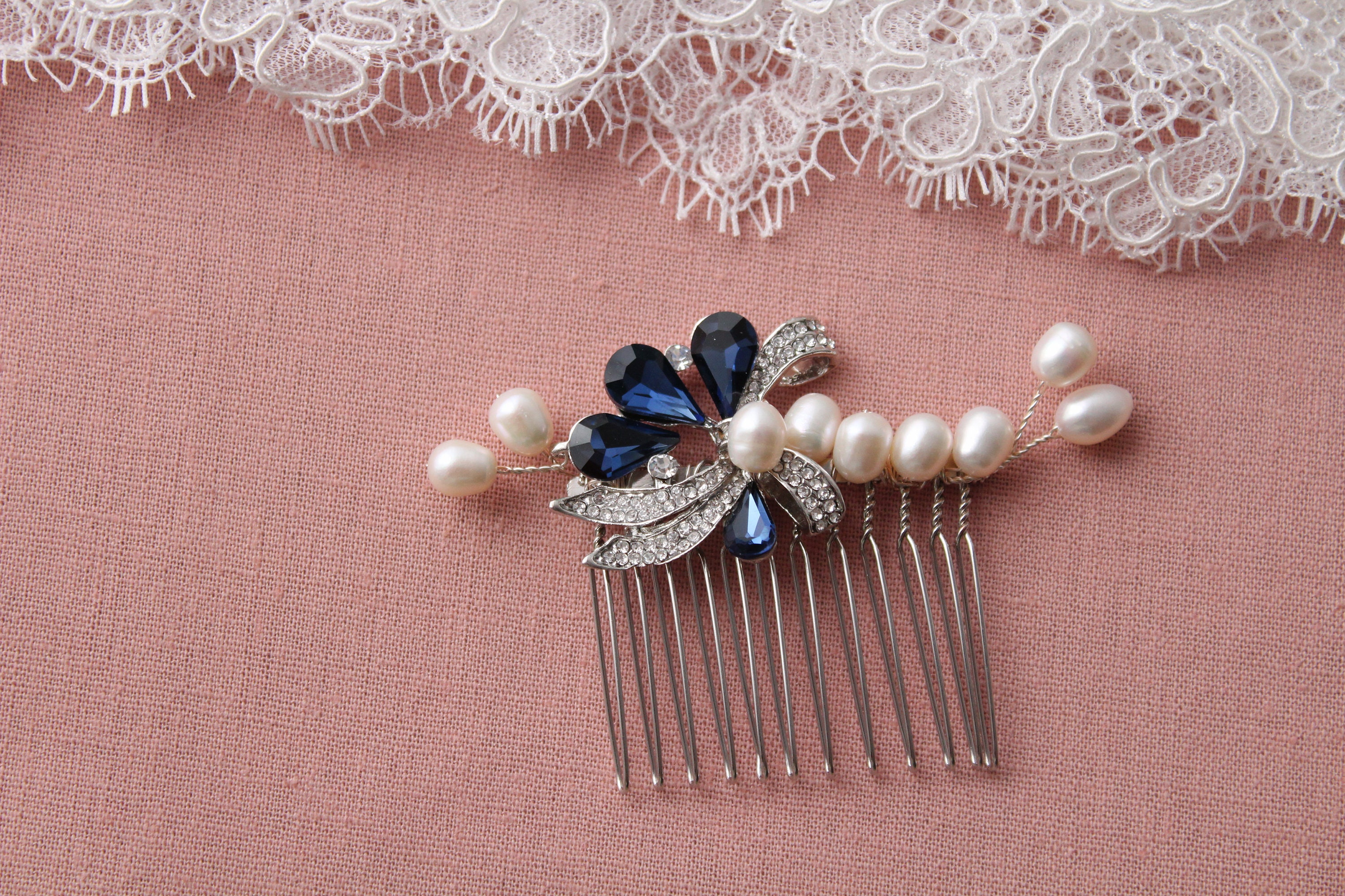 Dainty Blue Hair Comb Bridal Hair Comb Art Deco Hair Comb - Etsy UK