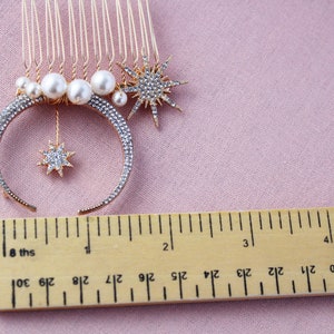Gold Celestial Star Hair Comb Wedding Hair Comb Star Moon Bridal ...