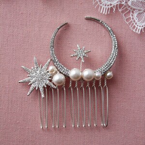Celestial Star Hair Comb Wedding Hair Comb Star Moon Bridal Hair Piece ...
